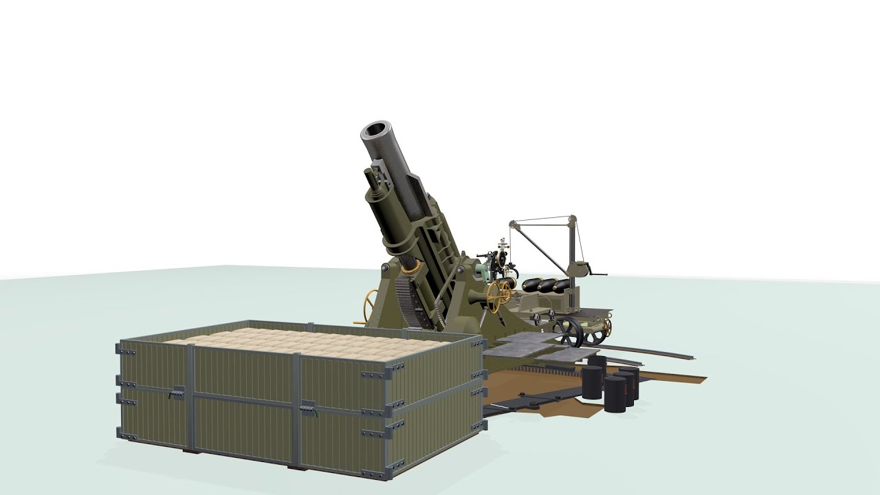 12 inch Siege Howitzer, 1916 - YouTube