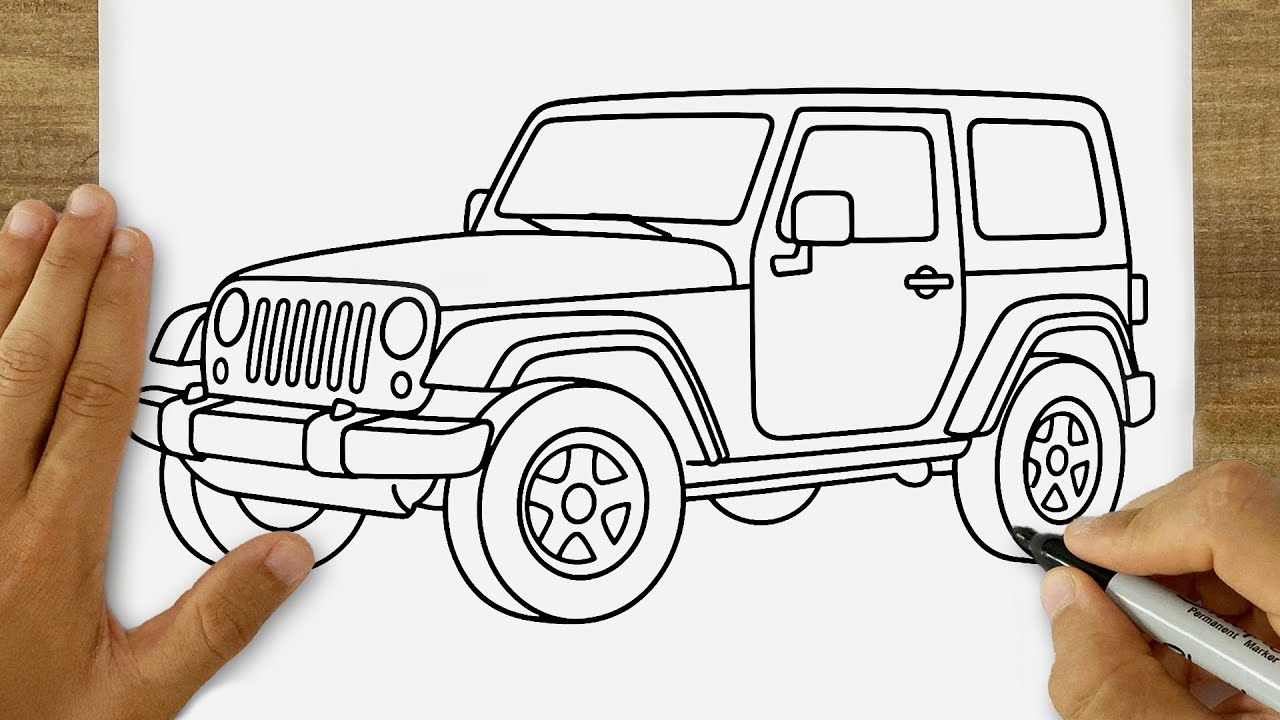 Jeep Wrangler Drawing Jeep Drawing Vector Art, Icons, And Graphics For