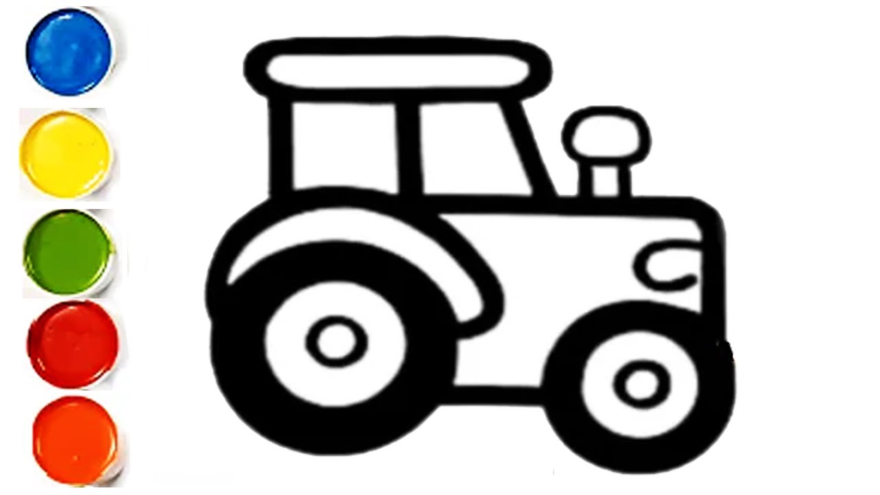 Tractor Drawing, Painting & Coloring for kids and toddlers | Tractor ...