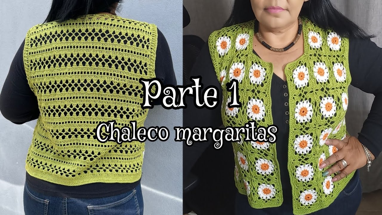 Chaleco a crochet margaritas tutorial paso a paso/parte 1 #chalecocrochet #tejidos # ...
