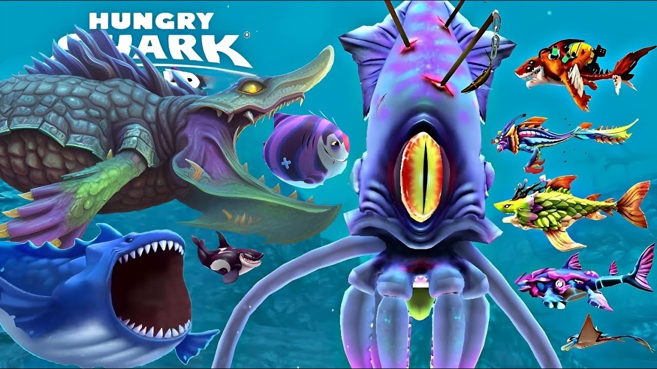 Hungry Shark World - Giant Apex Snappy Vs Giant Quids Boss All 45 ...