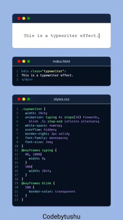 "Typewriter animation with CSS magic." #html #css #codebytushu #typewriter - YouTube