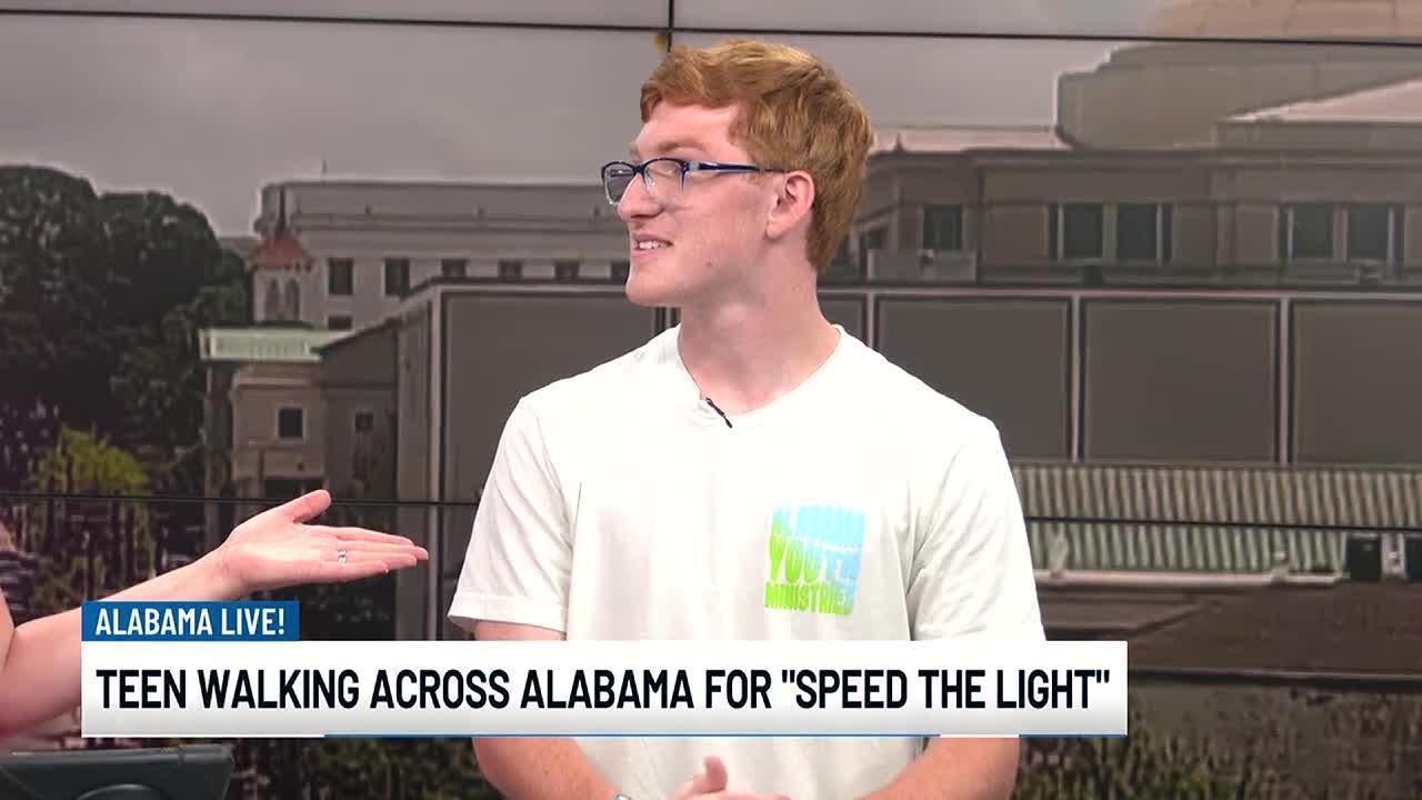 Teen walking across Alabama for "Speed the Light" - YouTube