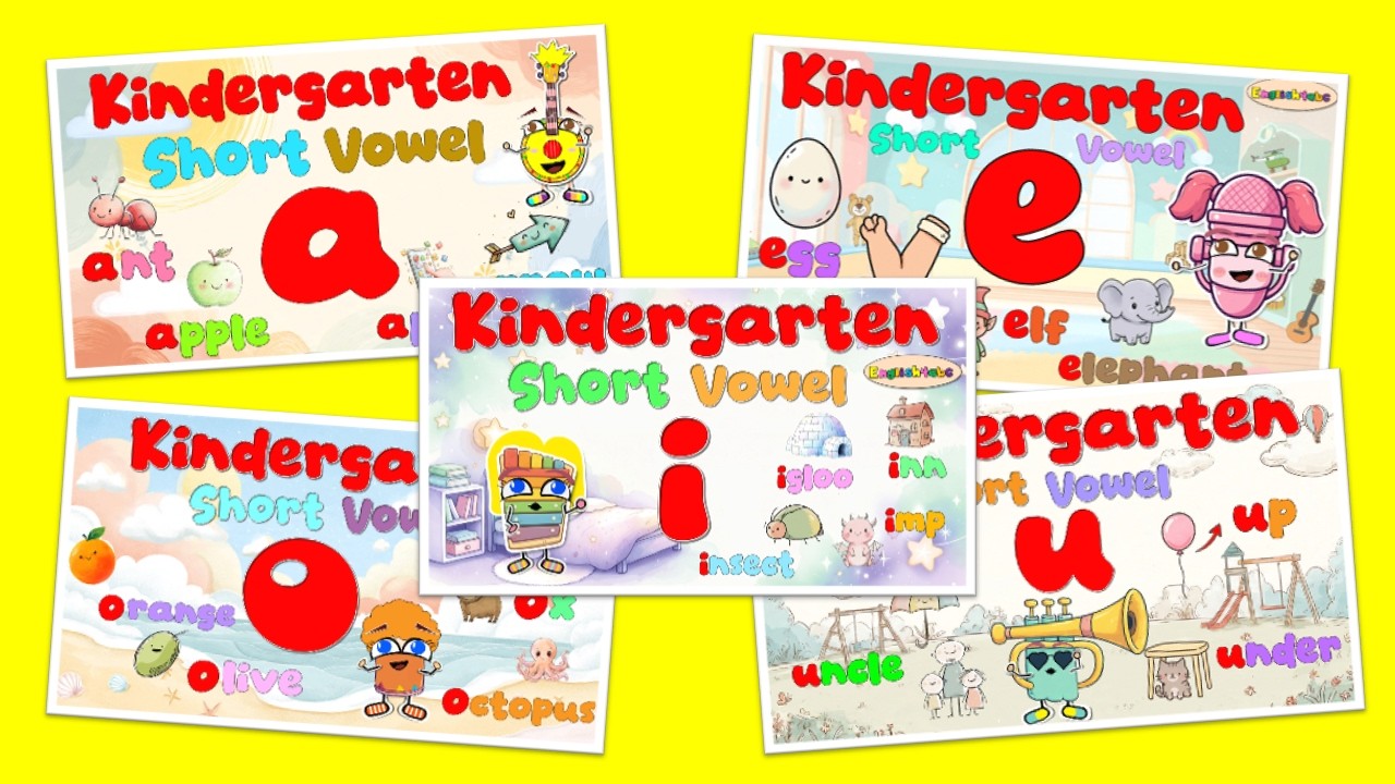 Short Vowels a e i o u for Kindergarten — ă ĕ ĭ ŏ ŭ Sounds | Phonics ...