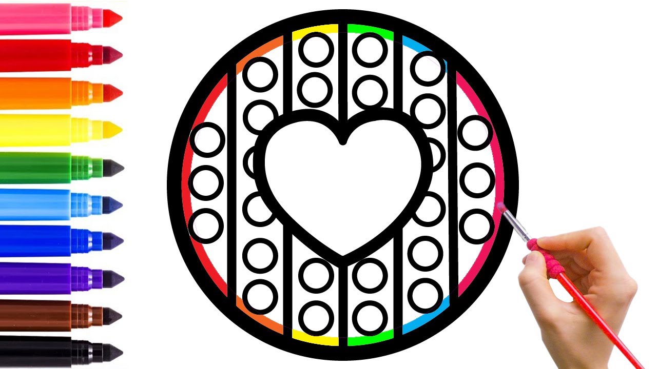How to draw POP IT toys in heart shape and color for kids - YouTube