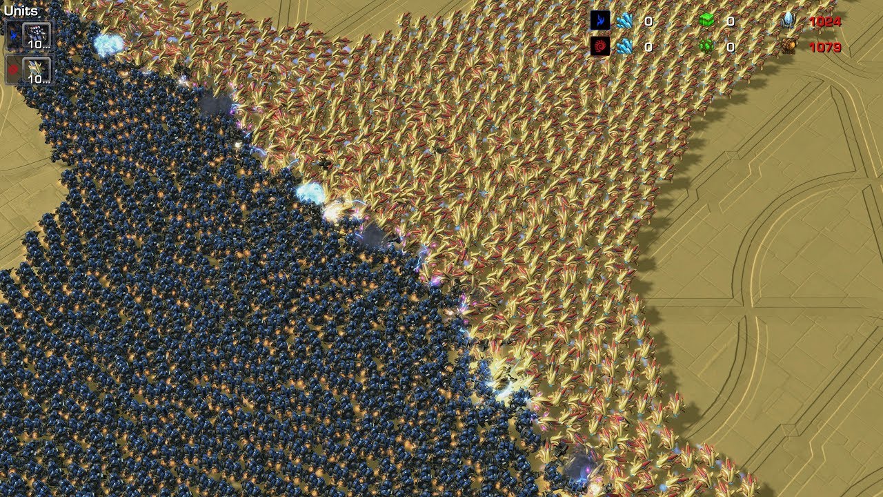 1000 SCVs vs 1000 PROBEs - StarCraft 2 MASSIVE Battle - YouTube