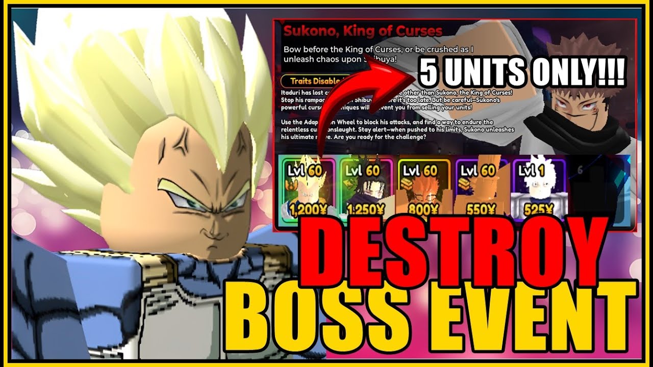 VEGETA MYTHIC DESTROY SUKUNA BOSS EVENT in Anime Vanguards Update 1.1 ...