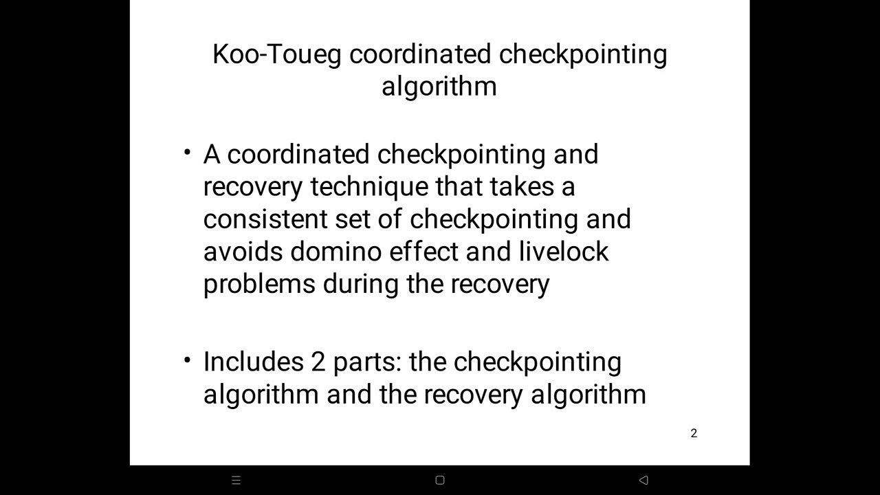 Coordinated Checkpointing Algorithm Mr.M.Vedaraj, Associate Professor ...