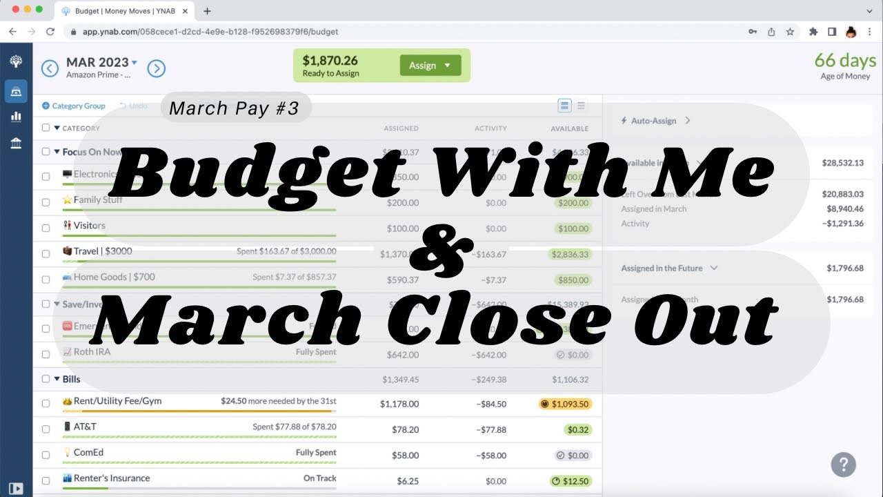 Budget With Me + Budget Close Out | March 2023 | YNAB - YouTube