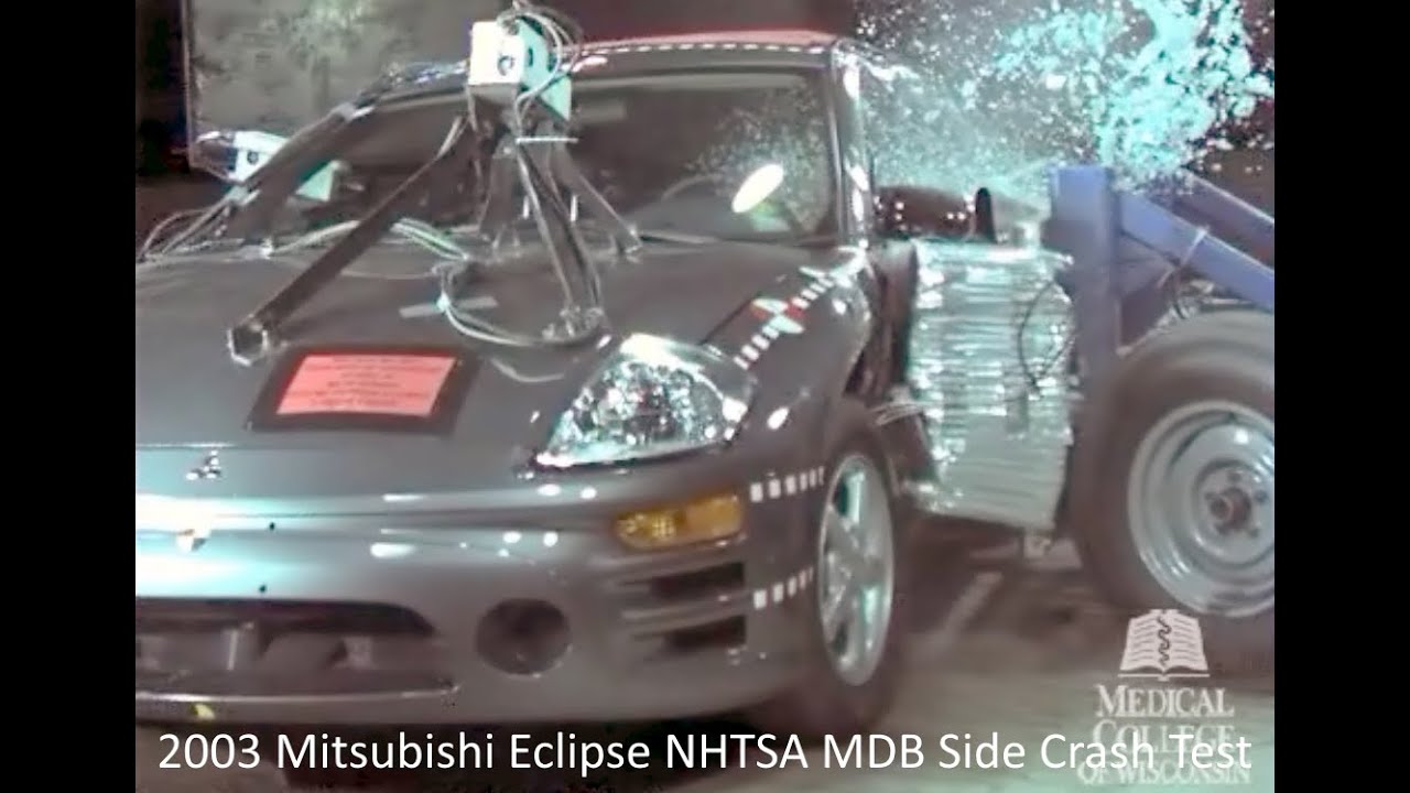 2003-2005 Mitsubishi Eclipse Coupe NHTSA MDB Side Crash Test - YouTube