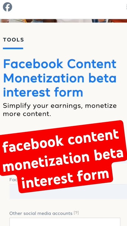facebook content monetization beta interest form - YouTube
