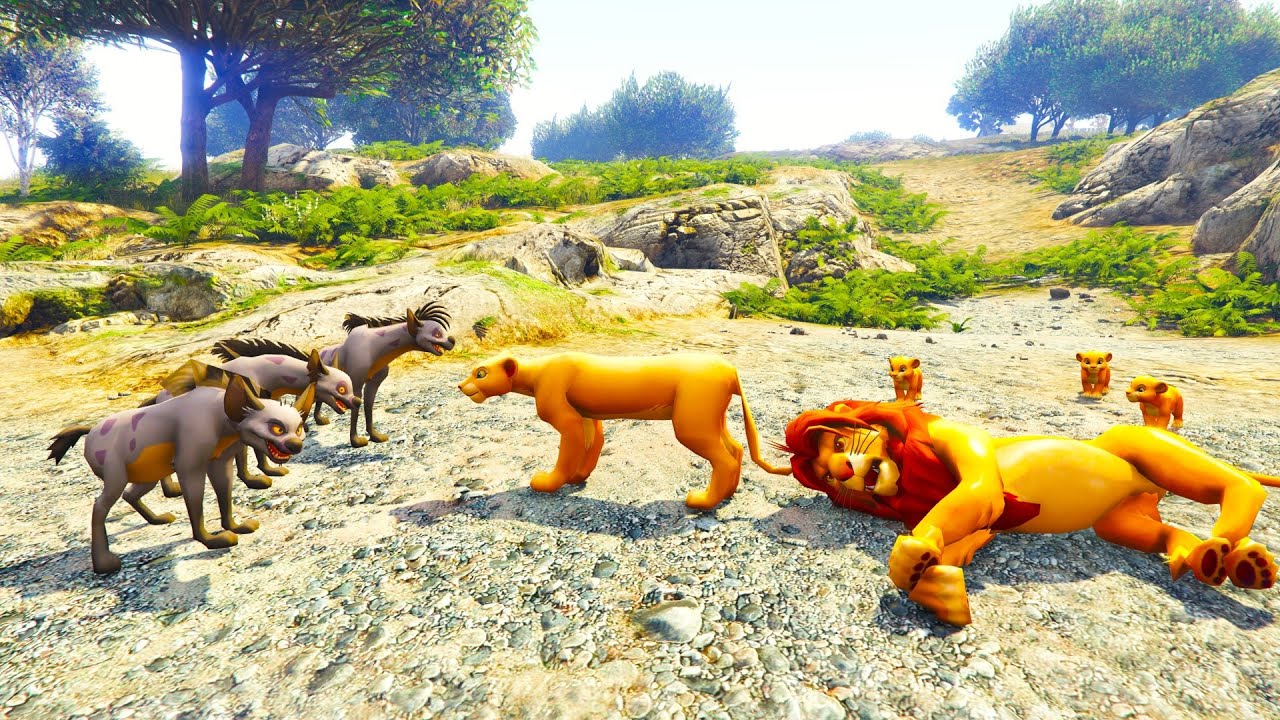 Simba and Nala roam the creek and fighting against hyenas (4K Video ...