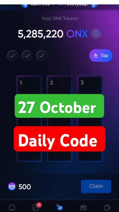ONUS TAP TAP Daily Code |27 October Onus daily code | onus code #tap2earn #airdrop #onus - YouTube