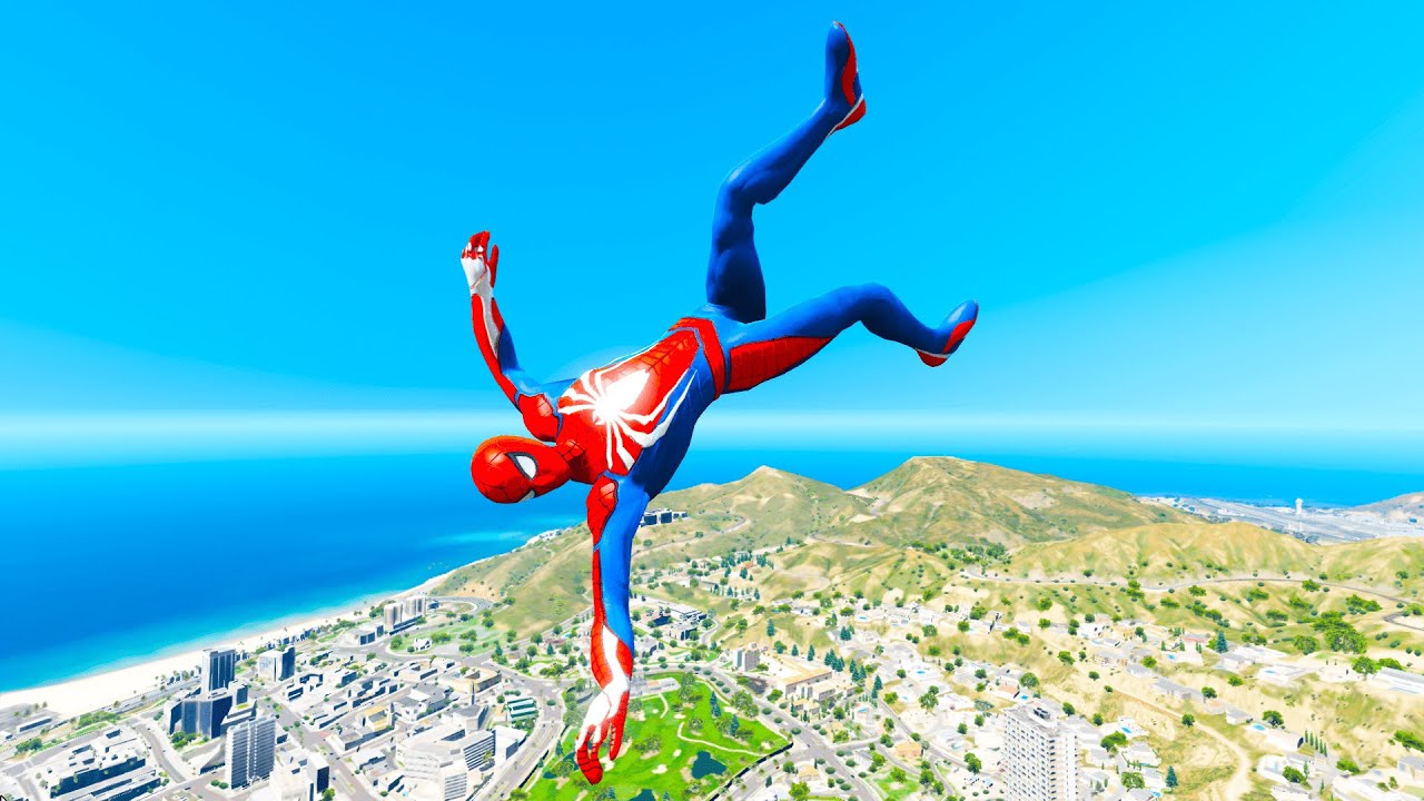 GTA 5 Spiderman Falling off Highest - Funny Moments & GTA 5 Gameplay ...