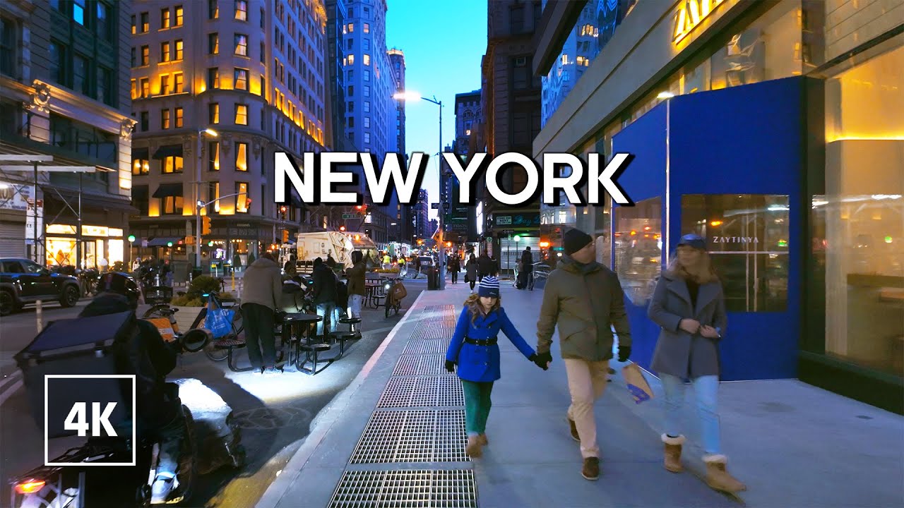 New York Night Walk 🇺🇸 Broadway Evening Walk - 4k Travel Walking Tour ...