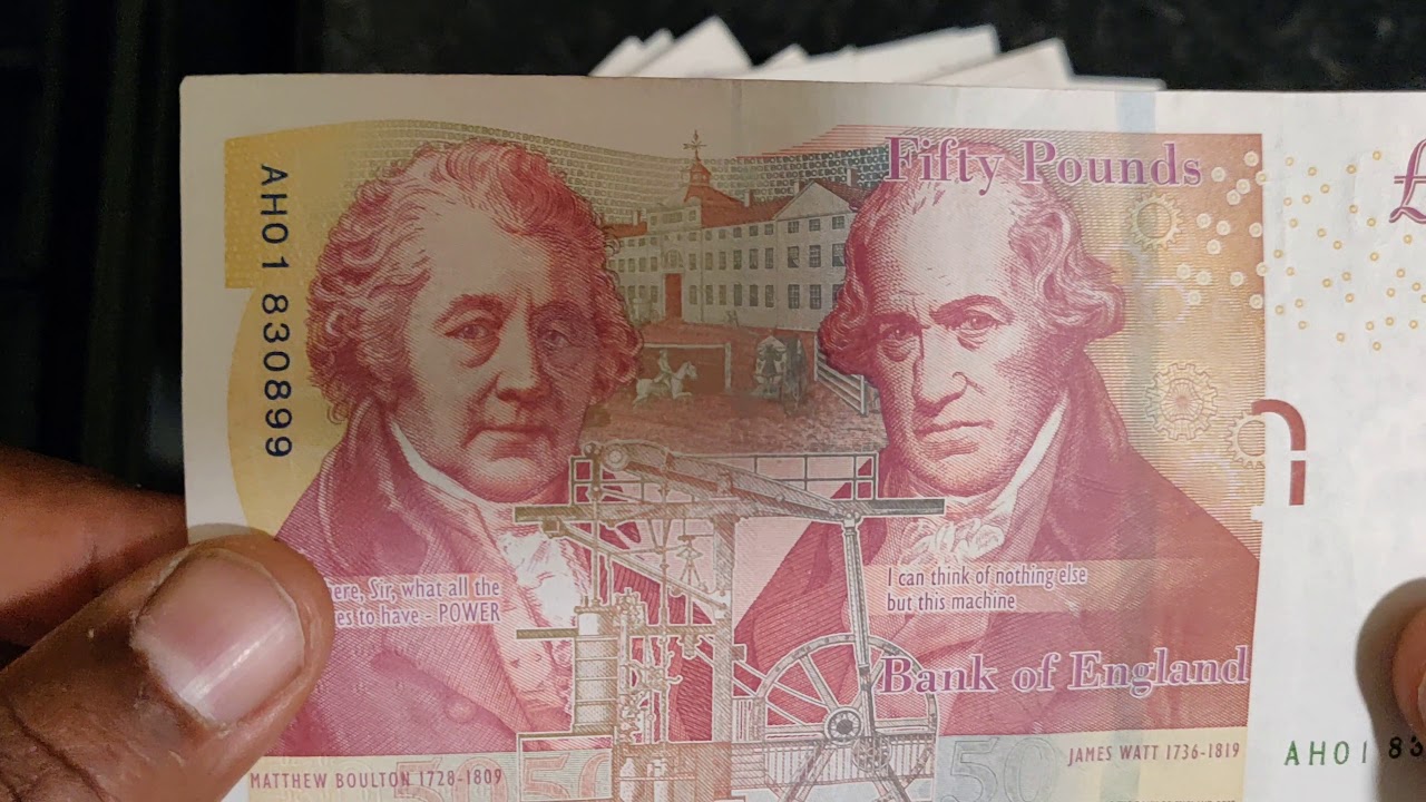 Counting British money £50 pound notes - YouTube