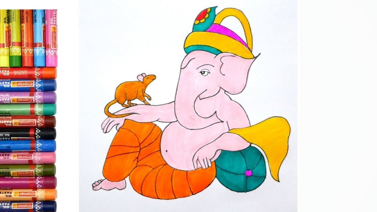 Ganesh Ji ki Drawing Colour Ke Sath Easy | Parmanand Drawing - YouTube