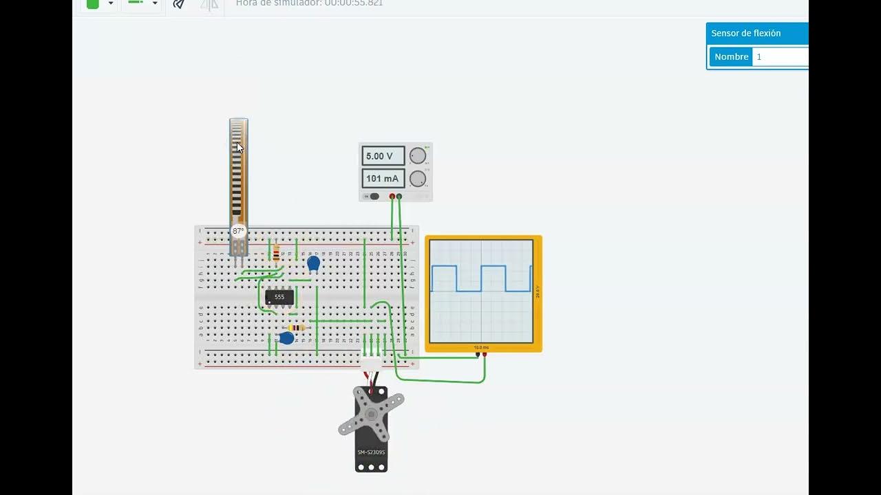 circuito de control de un servo con un sensor flexible - YouTube