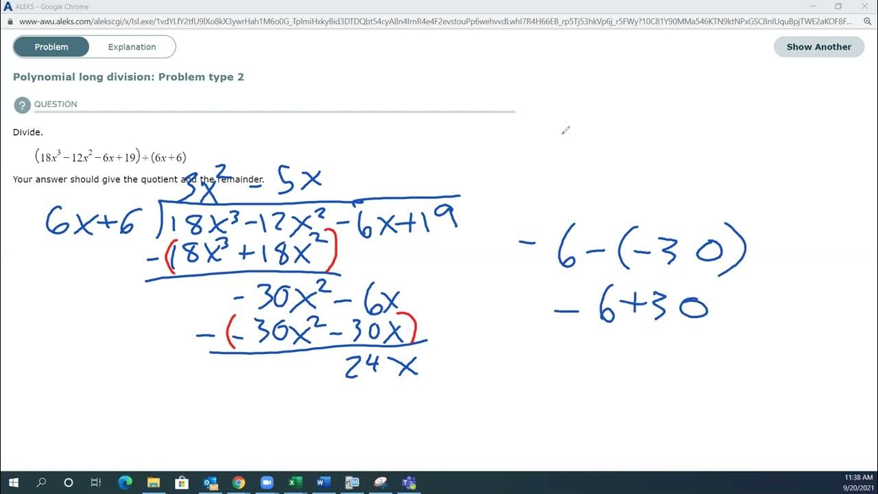 College Algebra-Polynomial Long Division - YouTube
