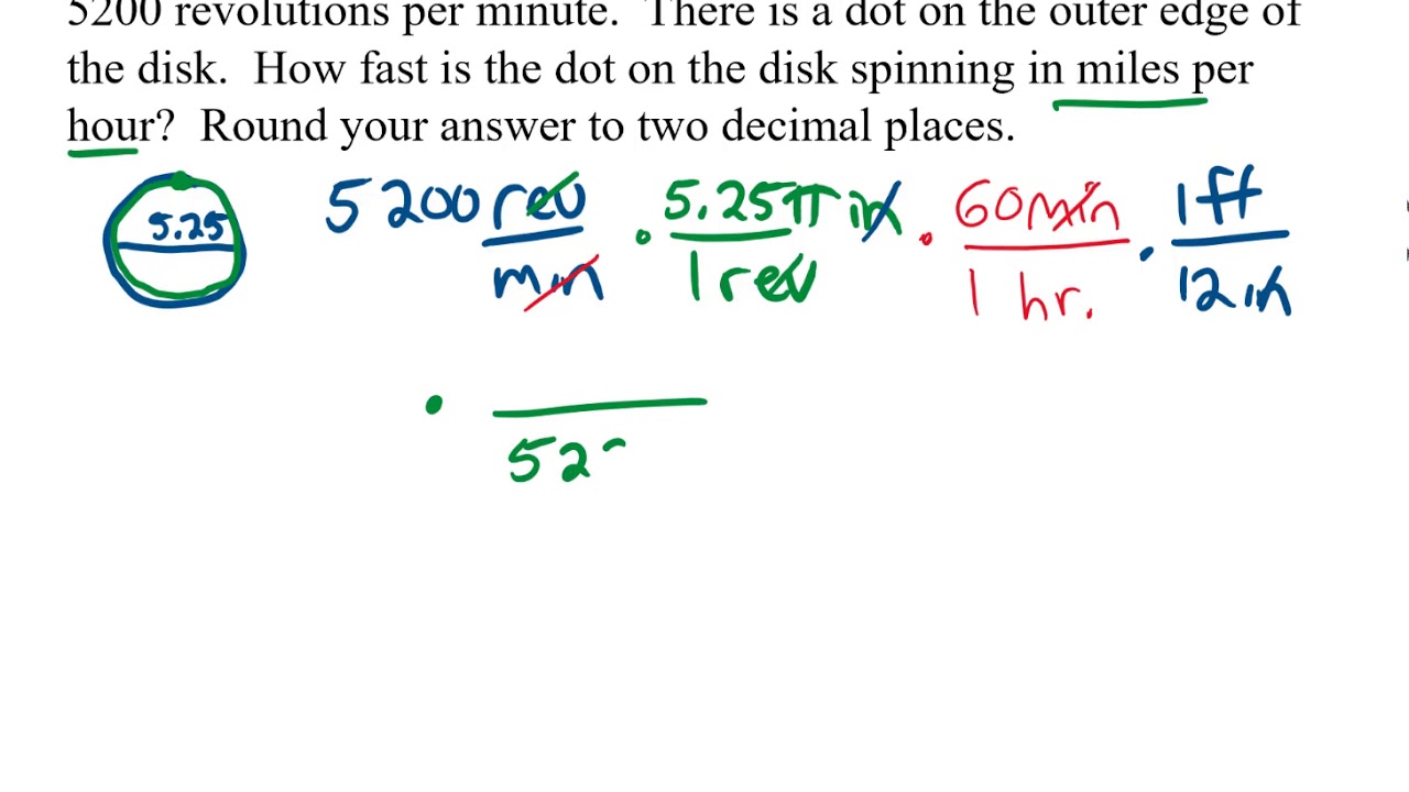 Circular Disk Find Mph Given Rev Per Minute YouTube