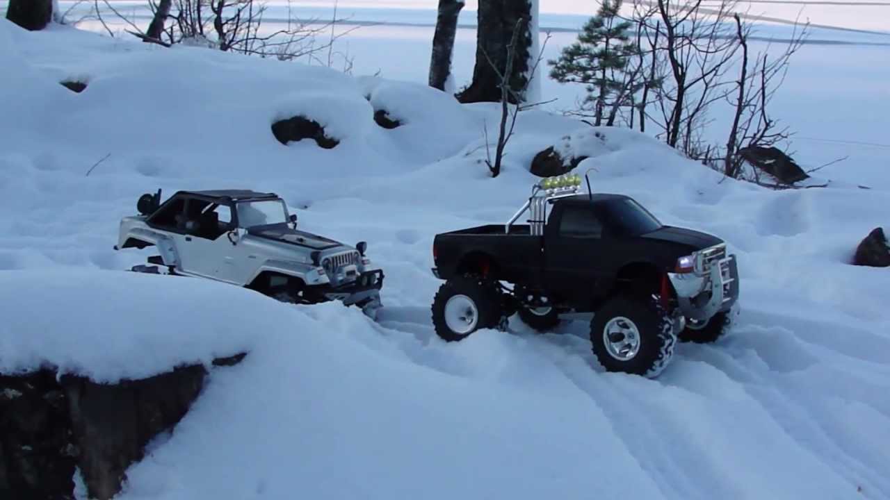 RC TRAIL BIG RIG TRAILER ON ICE & SNOW FUN - YouTube
