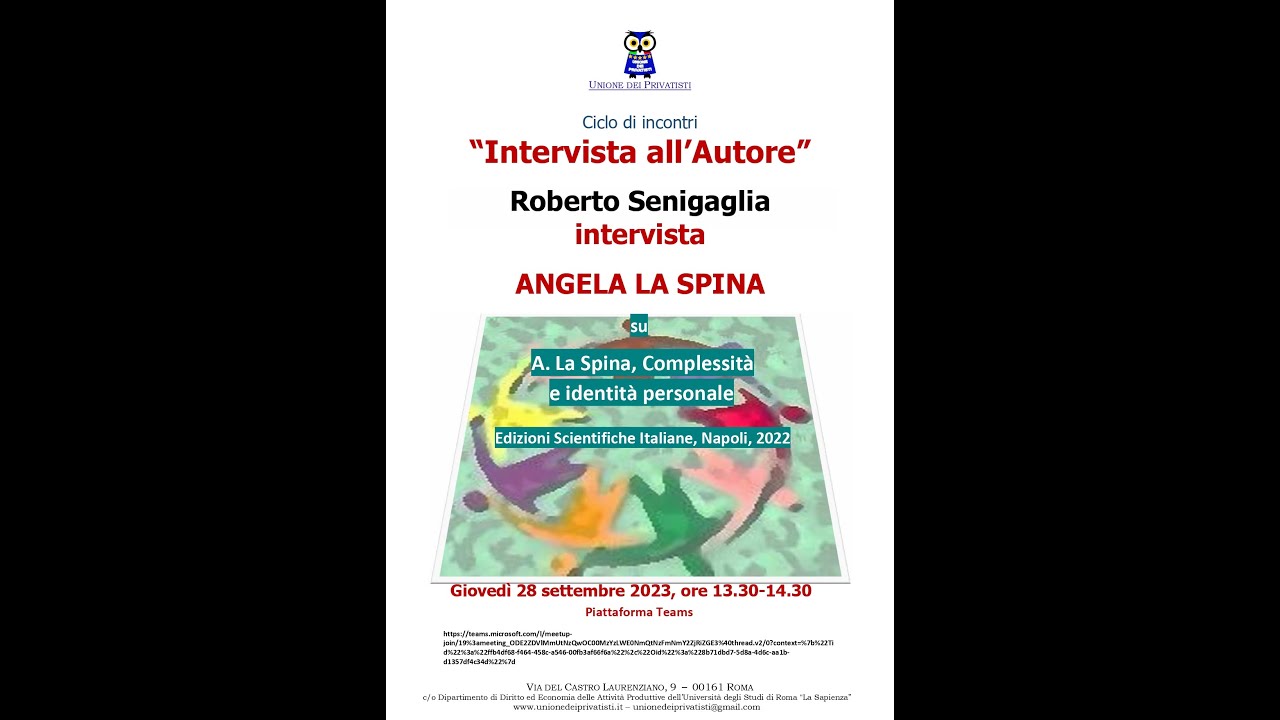 U.P. Interviste all'Autore. 28/9/2023: Roberto Senigaglia intervista ...