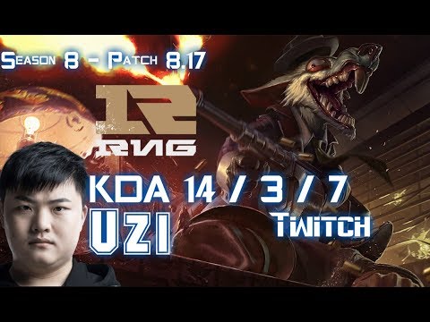 RNG Uzi TWITCH vs LUCIAN ADC - Patch 8.17 KR Ranked - YouTube