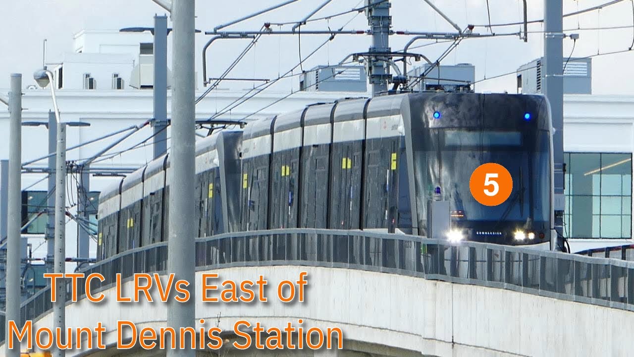 Toronto TTC/Metrolinx Line 5 LRVs East of Mount Dennis Station Again 3 ...