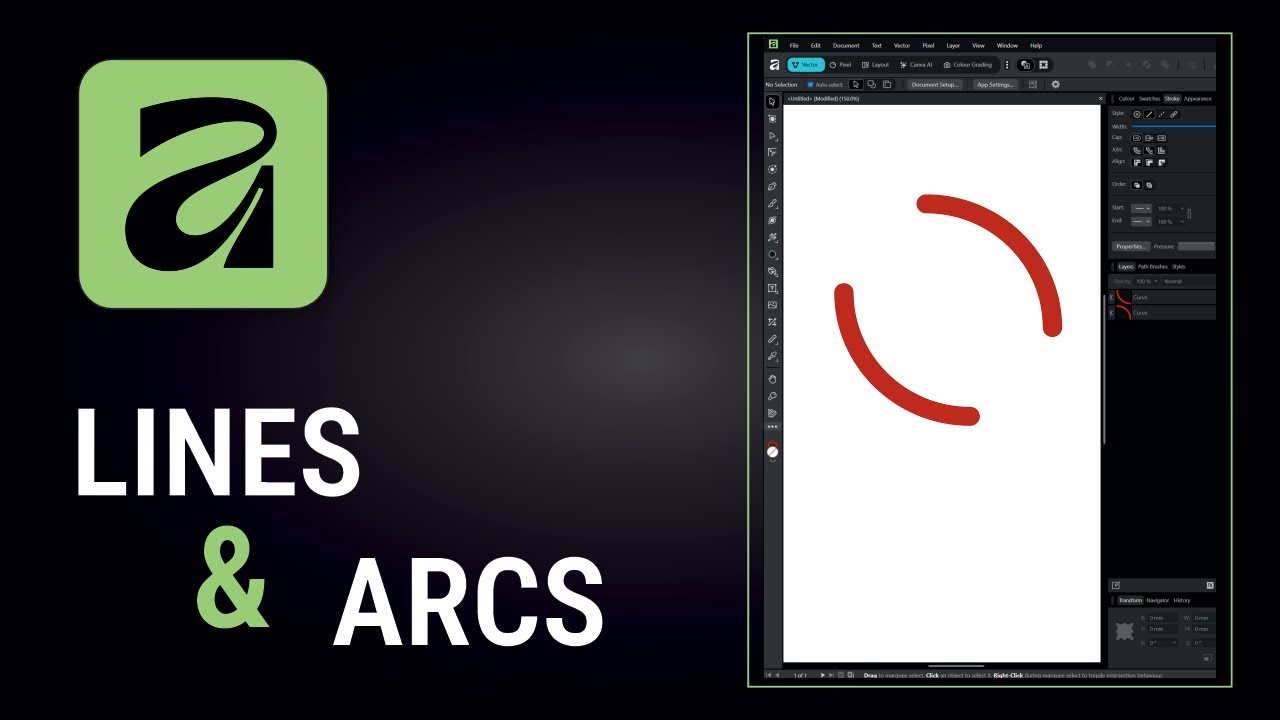 How to Draw Lines & Arcs in Affinity | Complete Shape Tool Tutorial ...