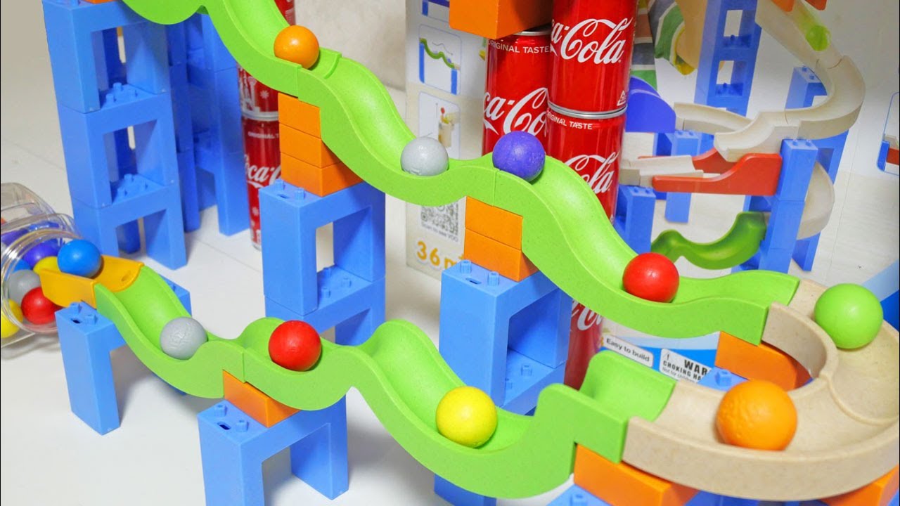 Marble Track #52☆ Trix Track Wave Slope & HABA Wooden Slope Long Course ...