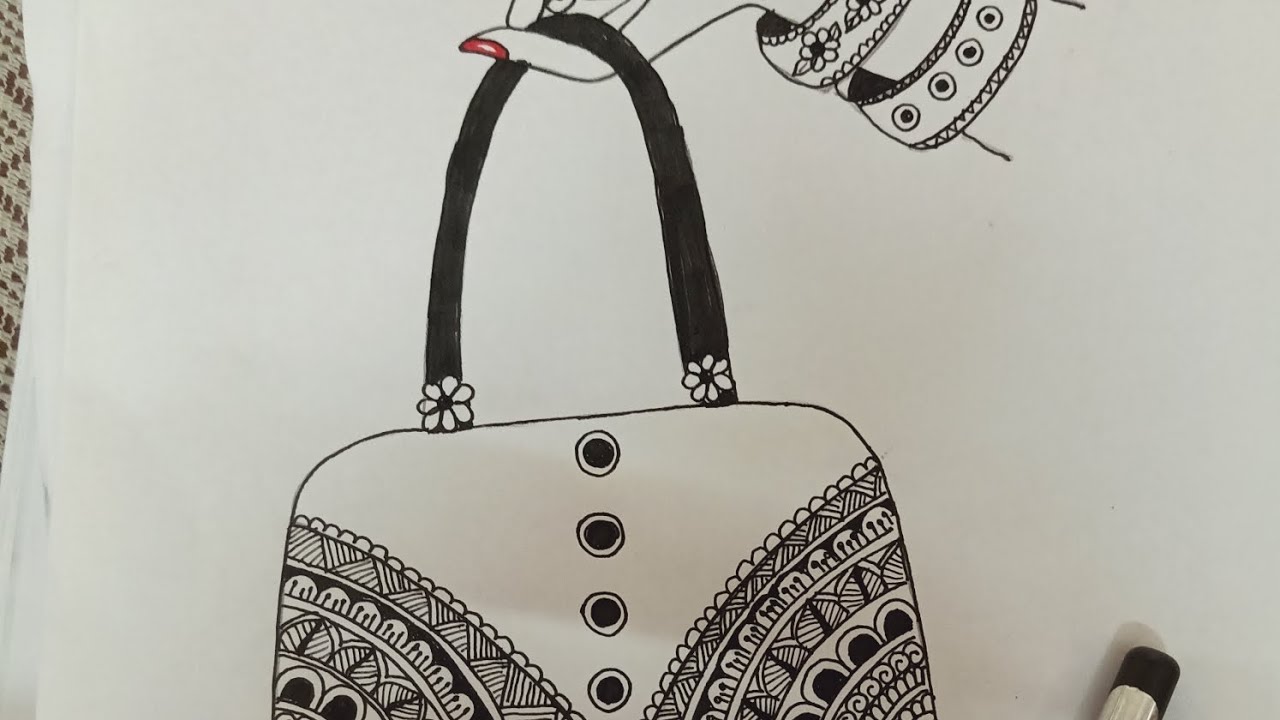 How to draw hand holding bag ||Mandala art drawing ||Easy drawing step ...