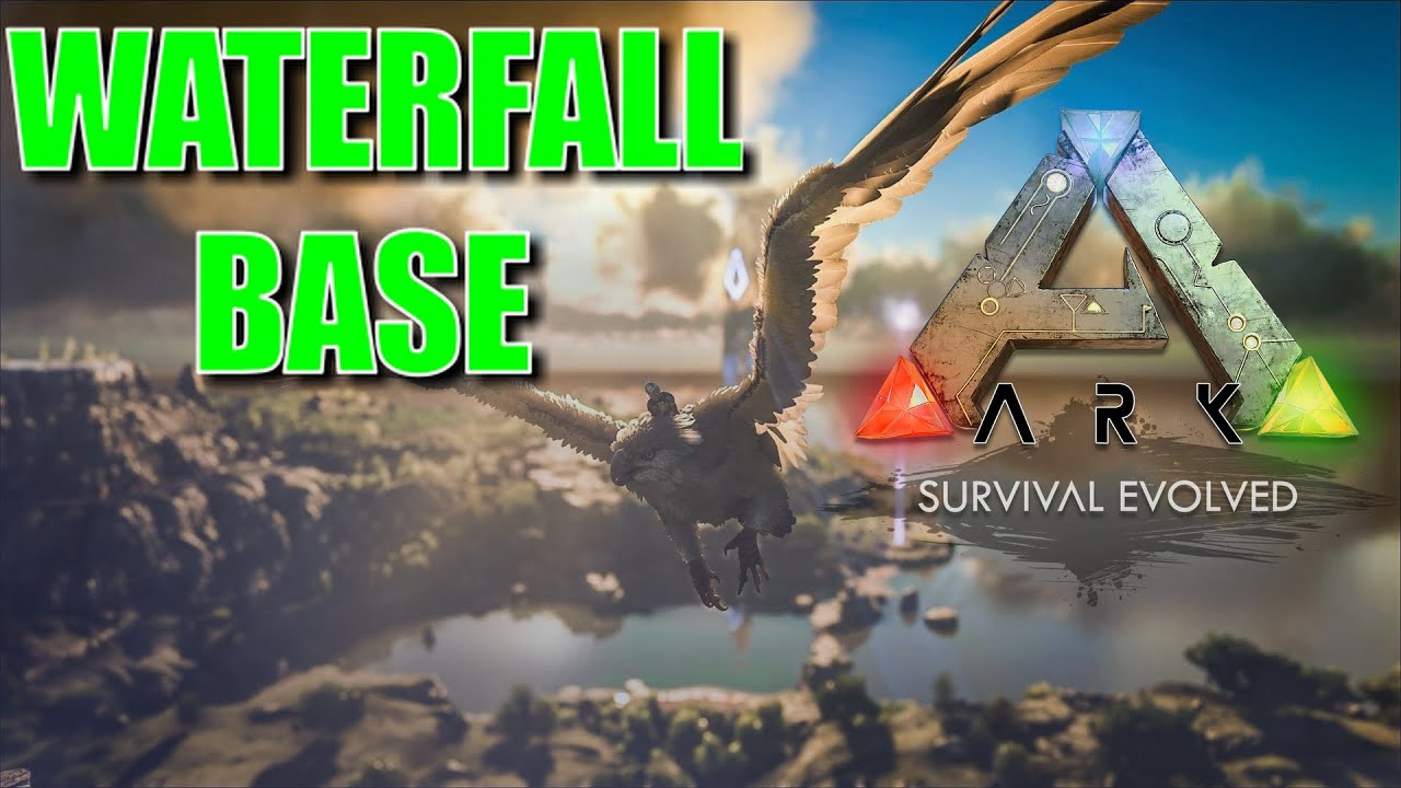 ARK: Survival Evolved - Building A Base Over The Waterfall - YouTube