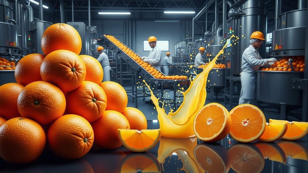😲 Inside the Orange Factory: From Fresh Oranges to Juicy Perfection! 🍊 ...