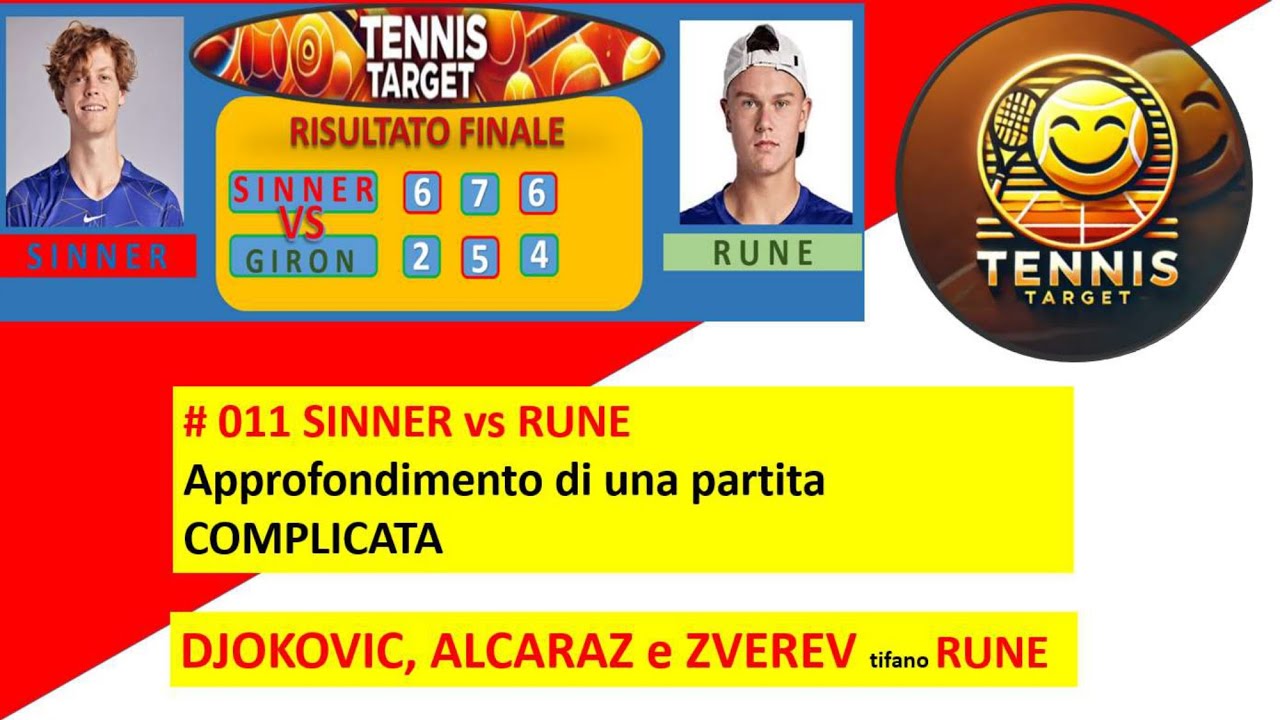 # 011 SINNER vs RUNE analisi e dati di uno scontro che vale SLAM - YouTube
