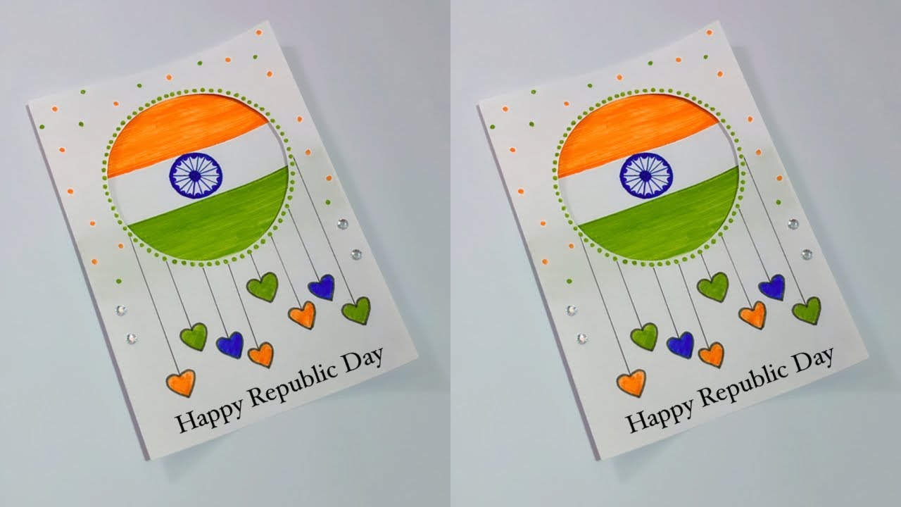 Easy & Beautiful white paper Republic Day Card making |Handmade ...
