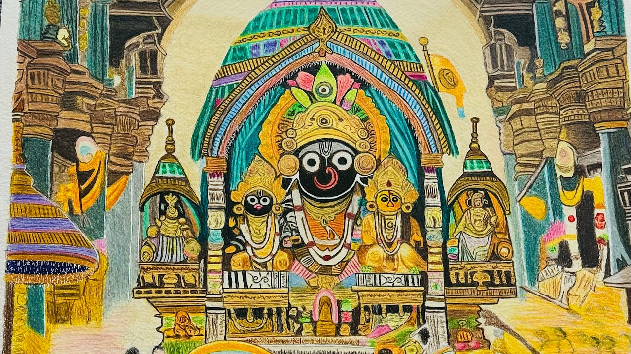 Jai Jagannath Jagannath ji drawing with pencil colours “Ratha Yatra ...