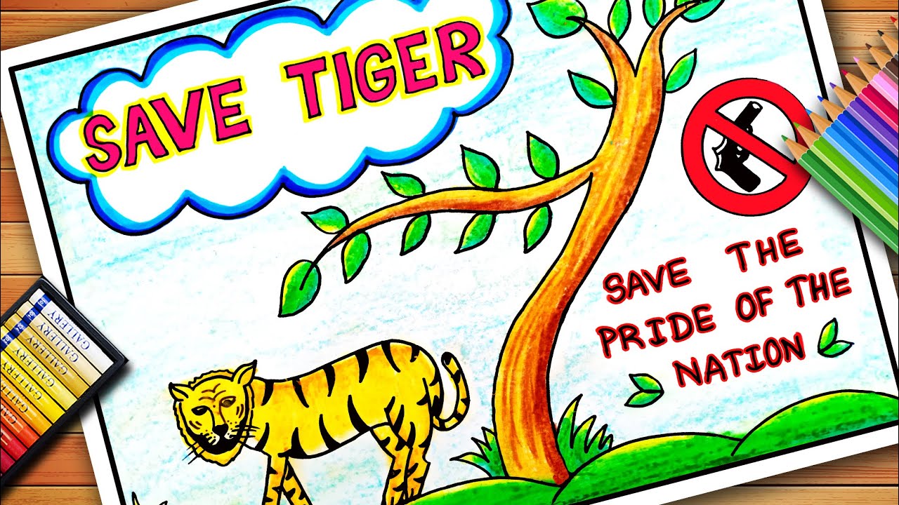 International Tiger Day Drawing | International Tiger Day Poster | Save ...