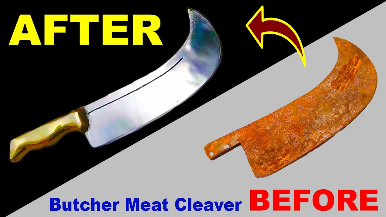 Meat Cleaver Restoration Ancient Meat Cleaver | Scrap To New - YouTube