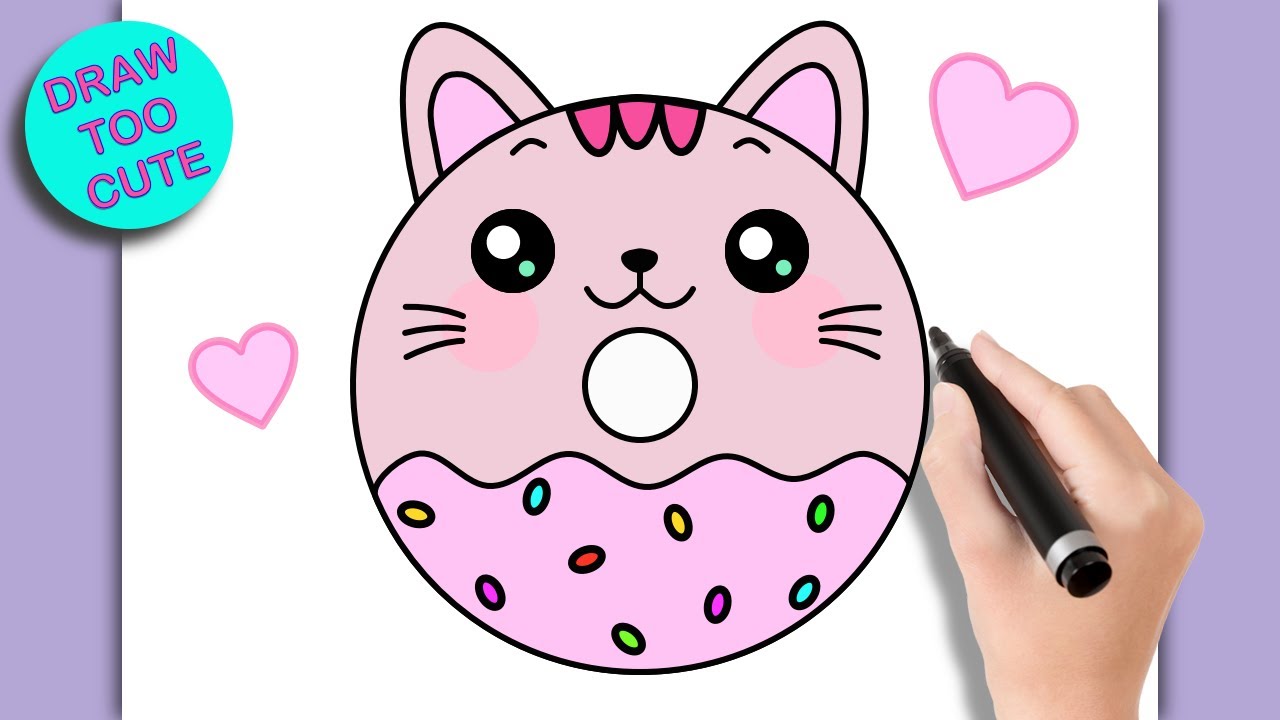 How to Draw a CUTE DONUT CAT (Easy Step by Step Drawing) - YouTube