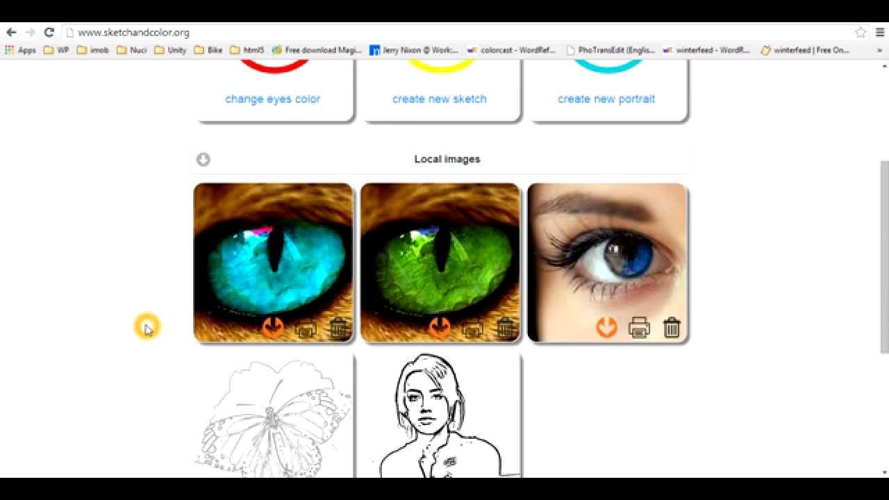 How to change eyes color with www.sketchandcolor.org - YouTube