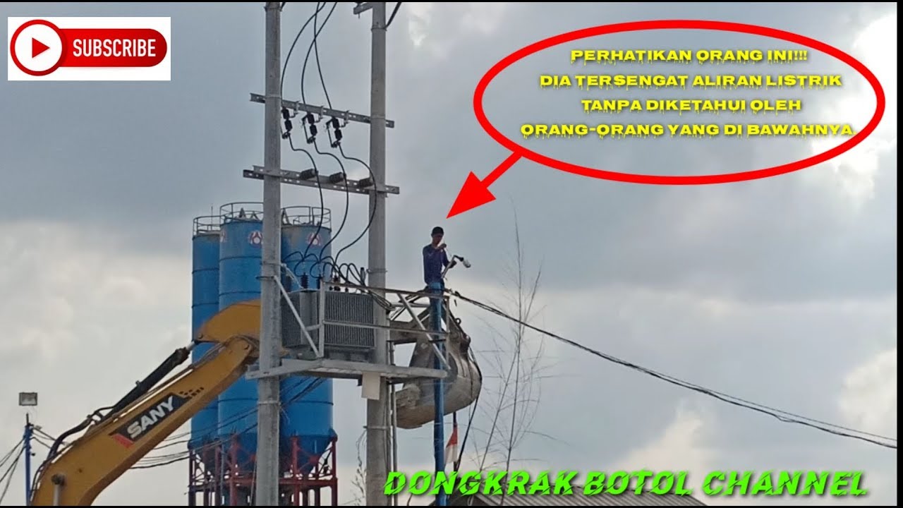 Tersengat aliran listrik SUTET saat perbaikan kabel tiang listrik - YouTube