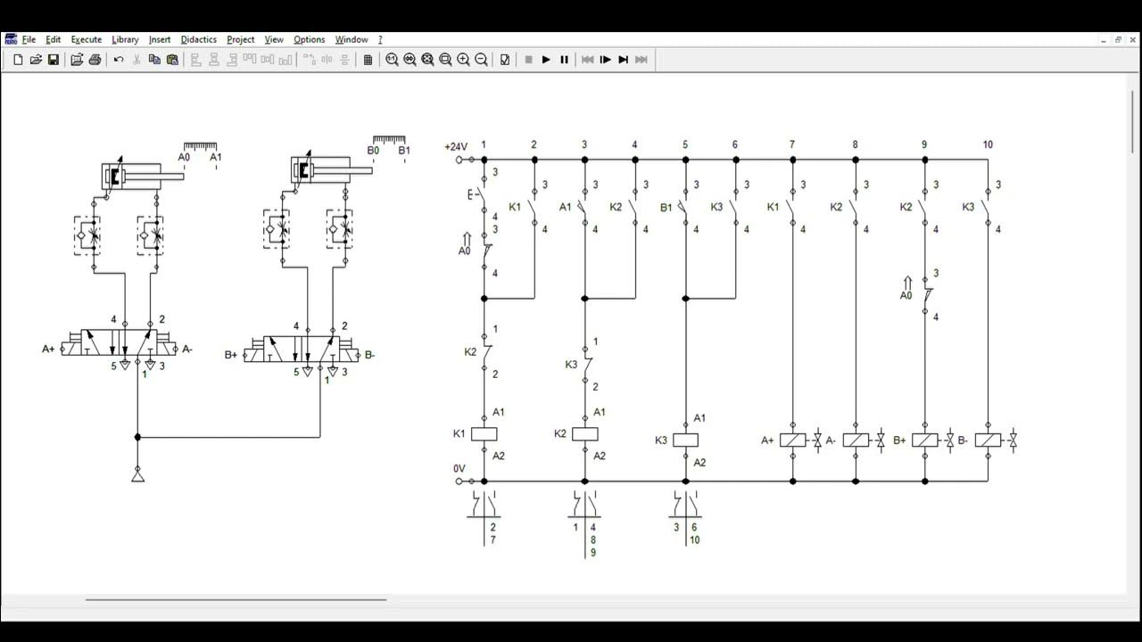 FluidSIM Pneumatic Circuit and Electrical Control Circuit (A+ A- B+ B ...
