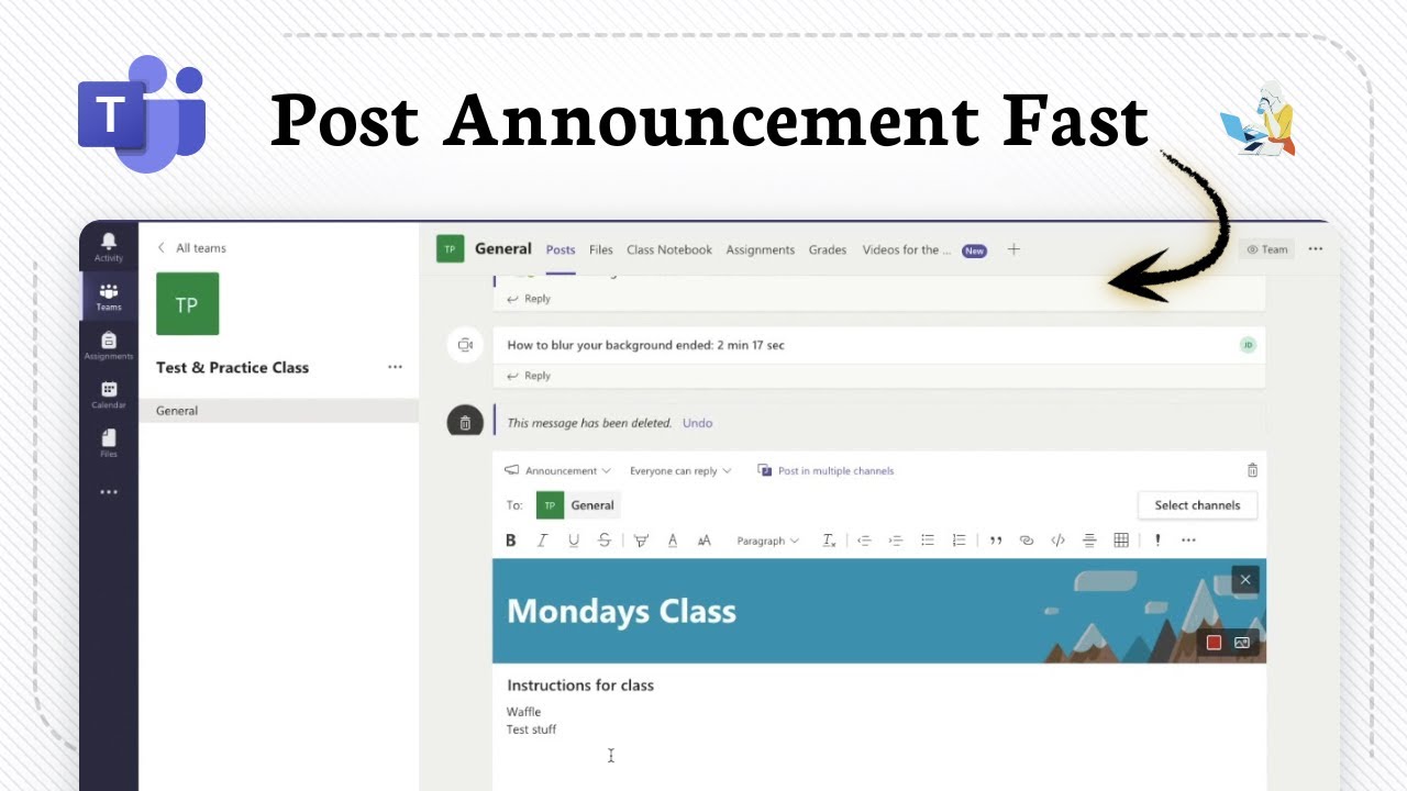 How to post an announcement in Microsoft Teams - YouTube