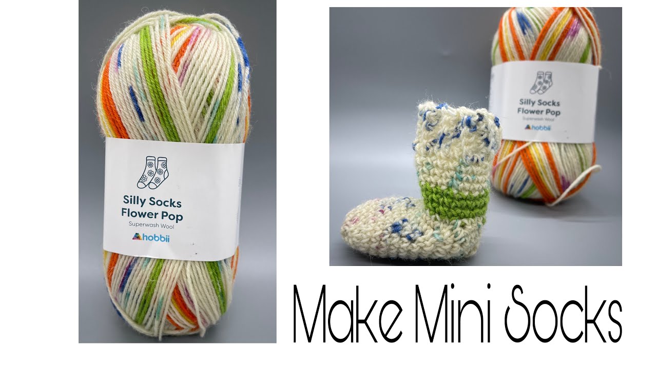 Crochet Mini Sock Featuring Hobbii Silly Socks Flower Pop - YouTube