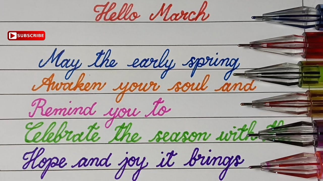 Cursive Writing Practice | Very Neat Cursive Handwriting | Hello March ...