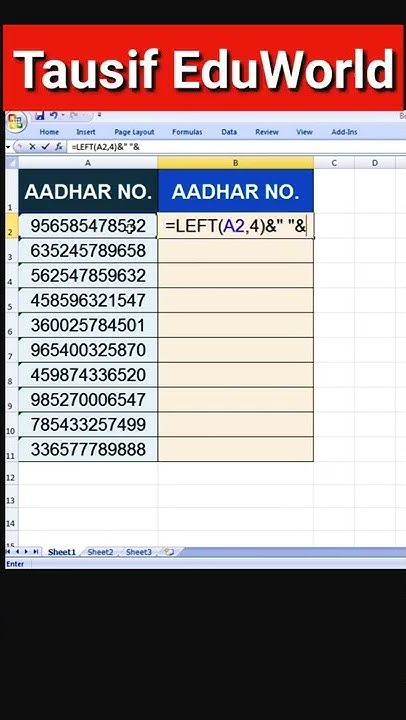 How to format Aadhar Number in Excel । #shorts #Excel_tips_and_tricks - YouTube