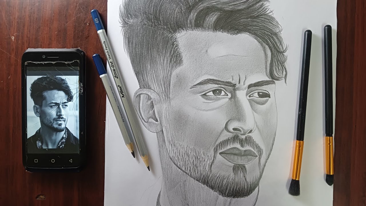 Tiger shroff drawing | Realistic face Shading | pancil sketch | Saini ...