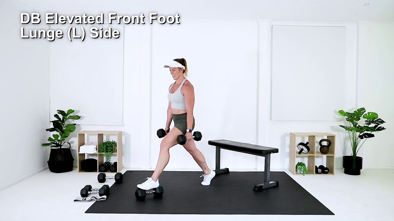 Dumbbell Elevated Front Foot Lunge (L) Side - YouTube