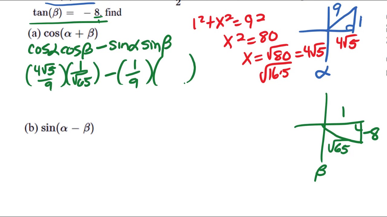 Sum or diff for sine or cosine give csc alpha and tan beta - YouTube