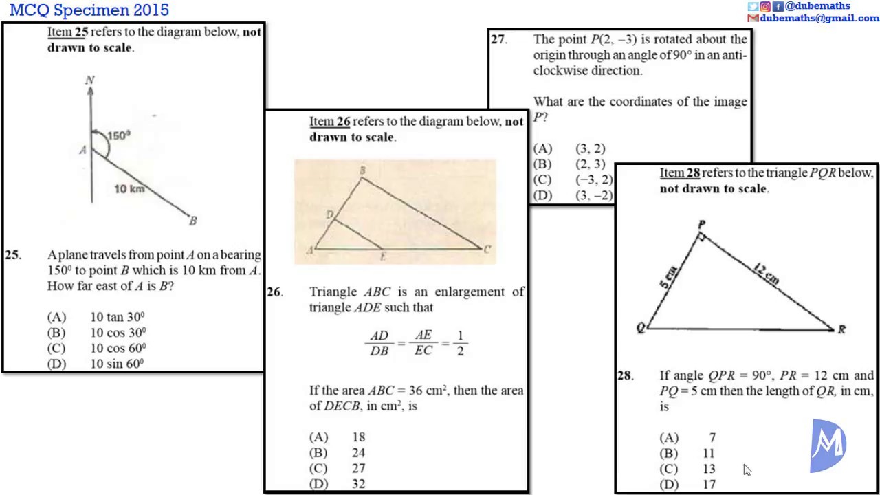 Demo E-tests | 25,26,27&28 | Geometry and Trigonometry | Specimen 2015 ...